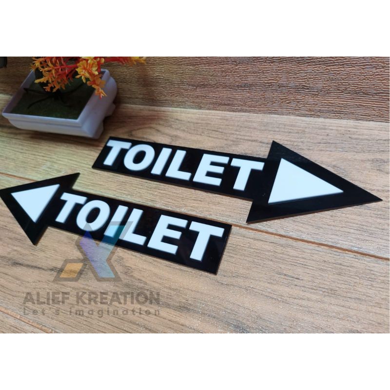 Jual AKRILIK TULISAN TOILET ARAH PANAH KANAN KIRI UK 25X8CM TIMBUL 3D ...