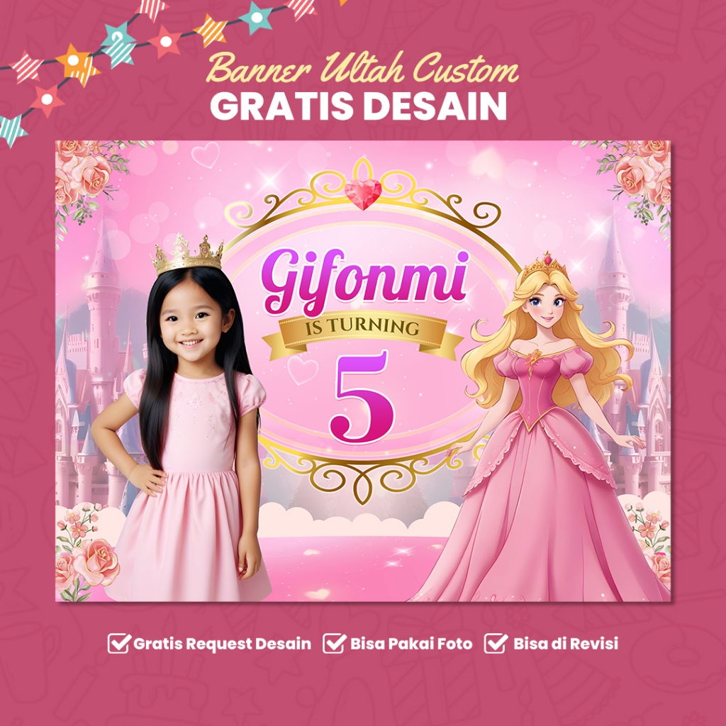 Jual Custom Banner / Backdrop Ulang Tahun Anak | Gratis Desain | Revisi ...