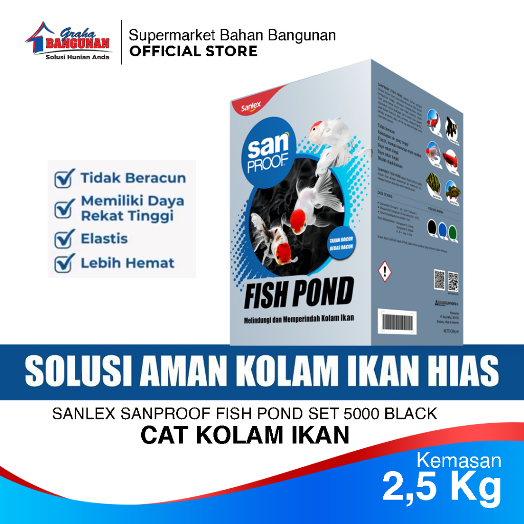 Jual Cat Kolam SANLEX SANPROOF FISH POND SET 5000 BLACK 2.5 KG | Shopee ...