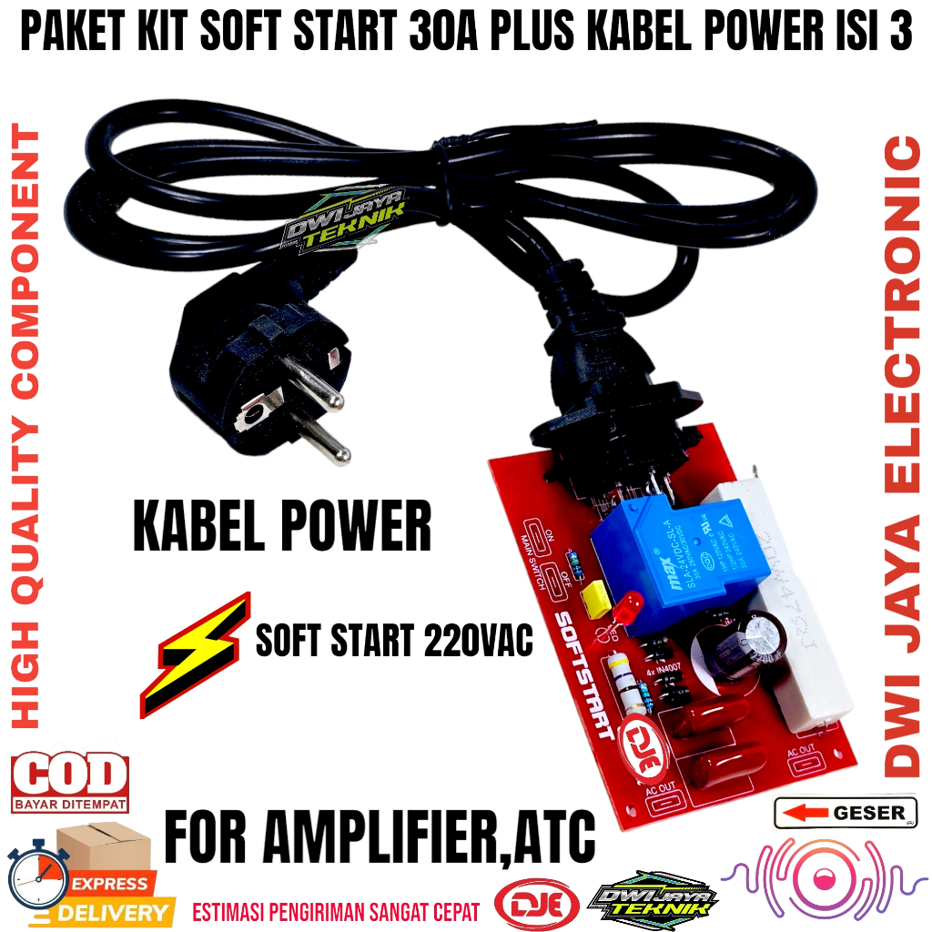 Jual Paket Kit Soft Start Anti Jeglek 30A Plus Kabel Power isi 3 | Shopee Indonesia