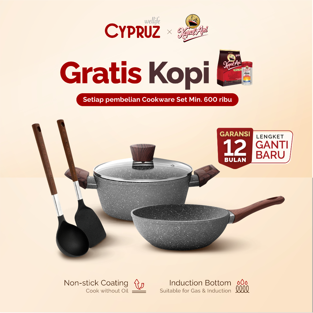 Jual Cypruz Cookware Set Grey Marble Beginner Series Panci Set Premium ...