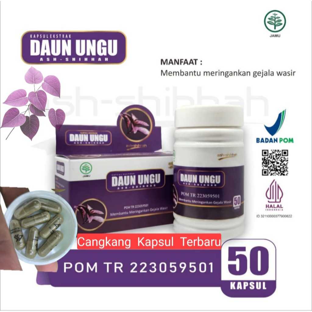 Jual Kapsul Daun Ungu Efektif Mengatasi Gejala Wasir Ambeien Paling Ampuh Isi 50 COD | Shopee ...