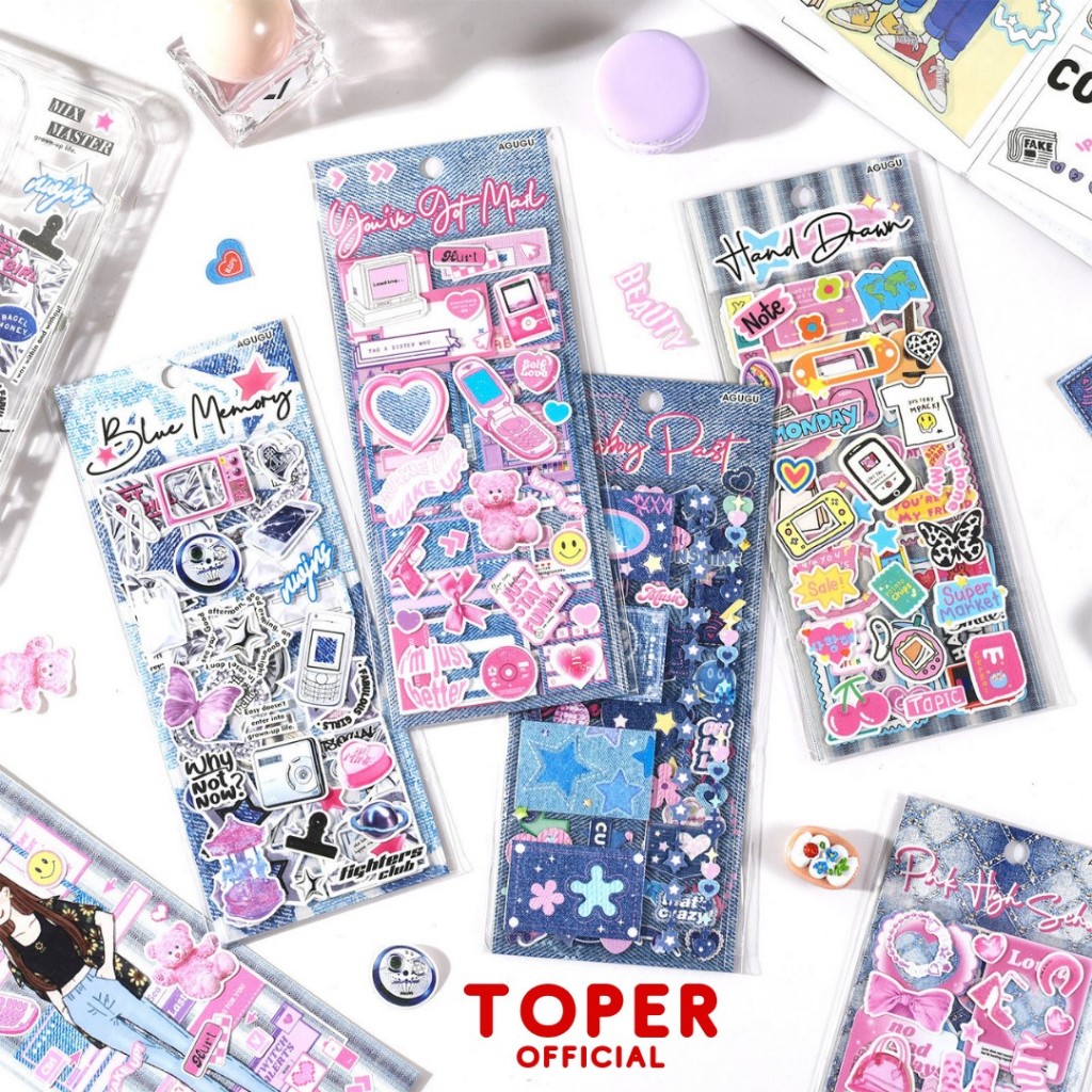 Jual TOPER Sticker Isi 3 Lembar Model Jeans Denim Antik Stiker ...