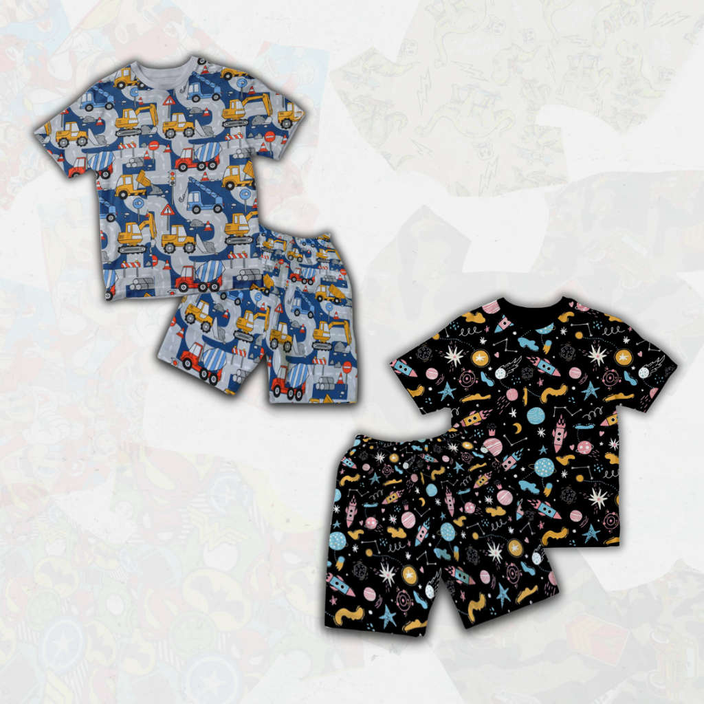 Jual Baju Kaos Setelan Tidur Anak Laki Laki Karakter Cowok Full Printing Kartun Keren Umur 1 -10 ...