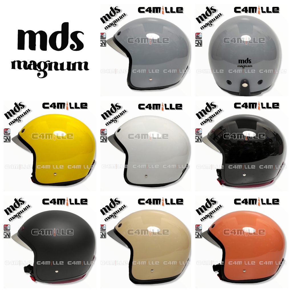 Jual HELM MDS MAGNUM RETRO SOLID HALF FACE SNI | Shopee Indonesia