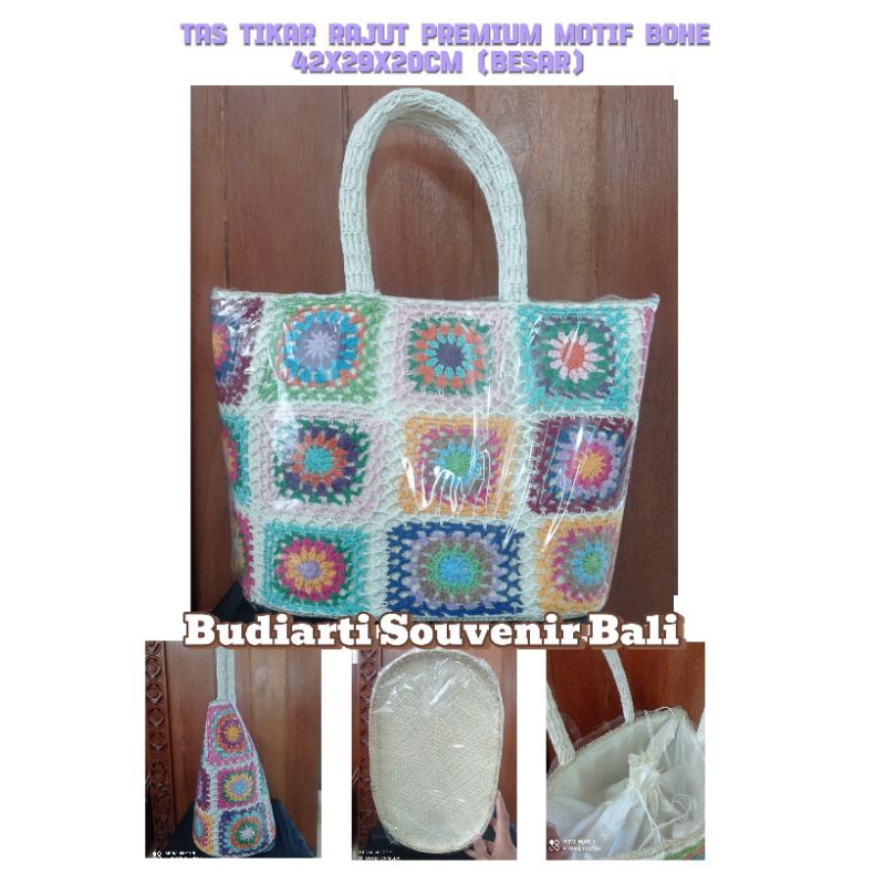 Jual Tas Anyaman Tikar Rajut Premium Motif Bohe Souvenir Bali Oleh-oleh ...