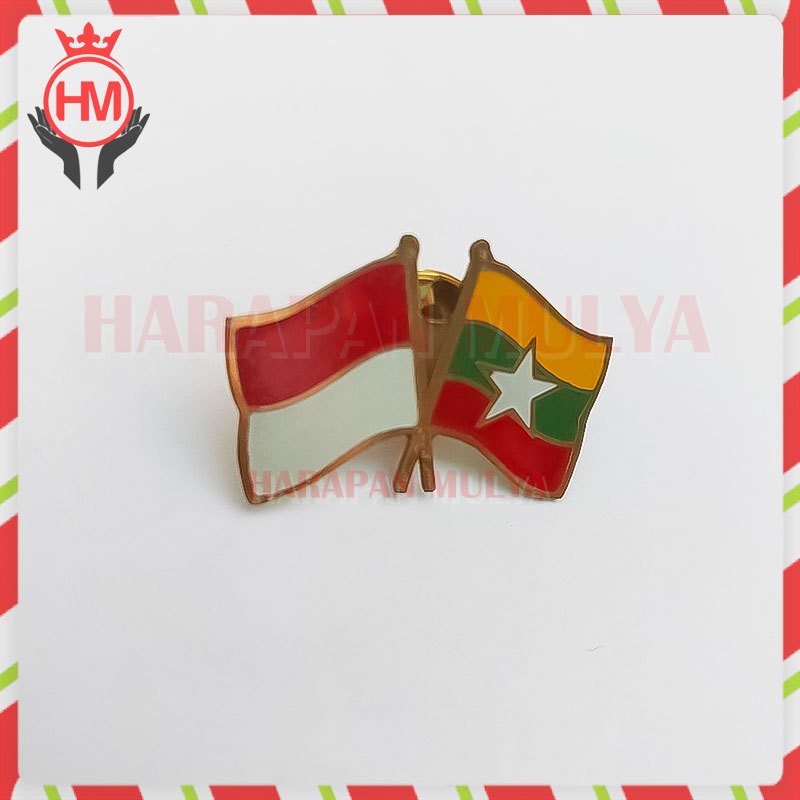 Jual Flag Pin Bendera Persahabatan Indonesia Dan Myanmar - Cross Pin ...