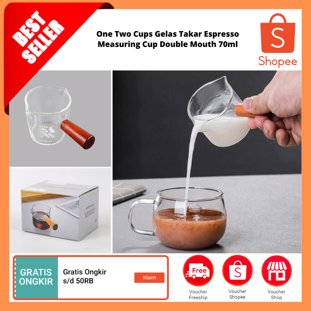 Jual Gelas Takar Espresso Measuring Cup Double Mouth 70ml / Gelas Ukur ...