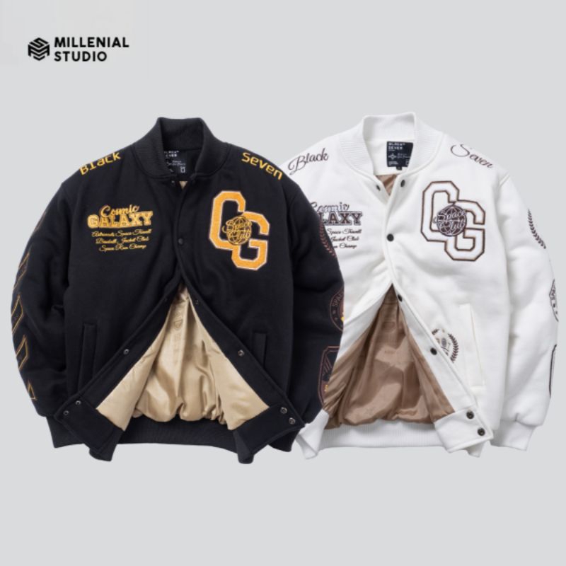Jual VARSITY JACKET COSMIC GALAXY WHITE BLACK | BASEBALL PUTIH HITAM ...