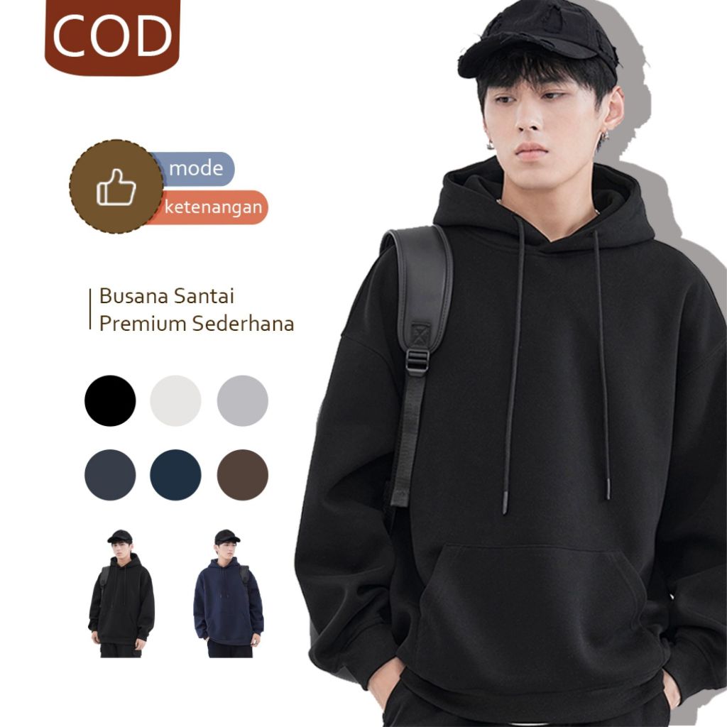 Jual RMC Republic Sweater Hoodie Polos Warna Hitam Gelap Merah Maroon ...