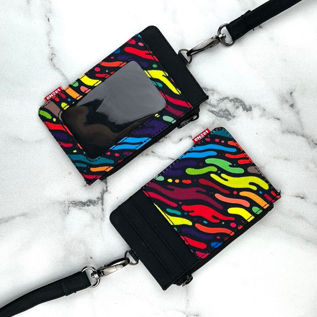 Jual ID card holder hanging wallet name tag kartu lanyard zipper kain ...