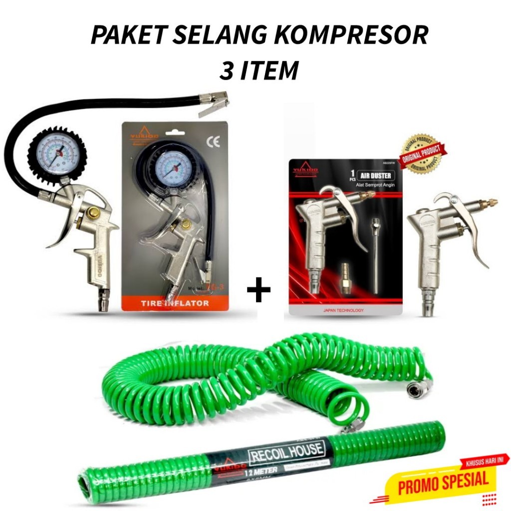 Jual PROMO !!! PAKET 3in1 AIR DUSTER YUKIDO AIR CHUK INFLATOR GUN ...