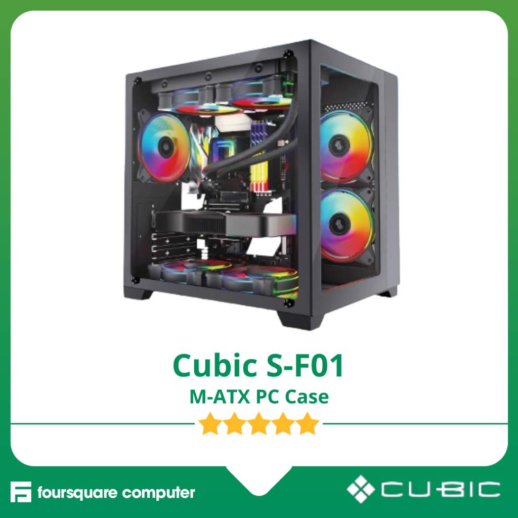 Jual Cubic S-F01 Black Tempered Glass Cube | PC Casing M-ATX | CPU PC Case Gaming | Shopee Indonesia
