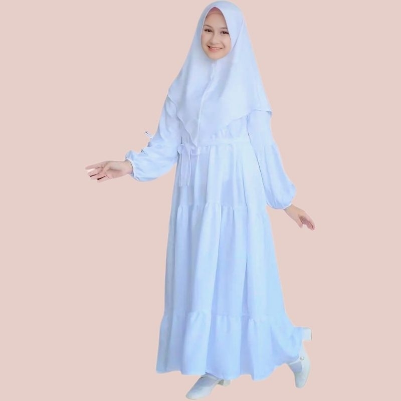 Jual Gamis Putih Set Hijab Series Couple Mom And Kids Putih 1-15 Tahun Dewasa M, L, XL, XXL, 3L ...