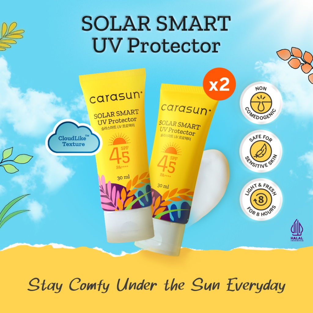 Jual Carasun Solar Smart Sunscreen 30 ML SPF 45 PA++++ Bundle 2pcs Twin ...