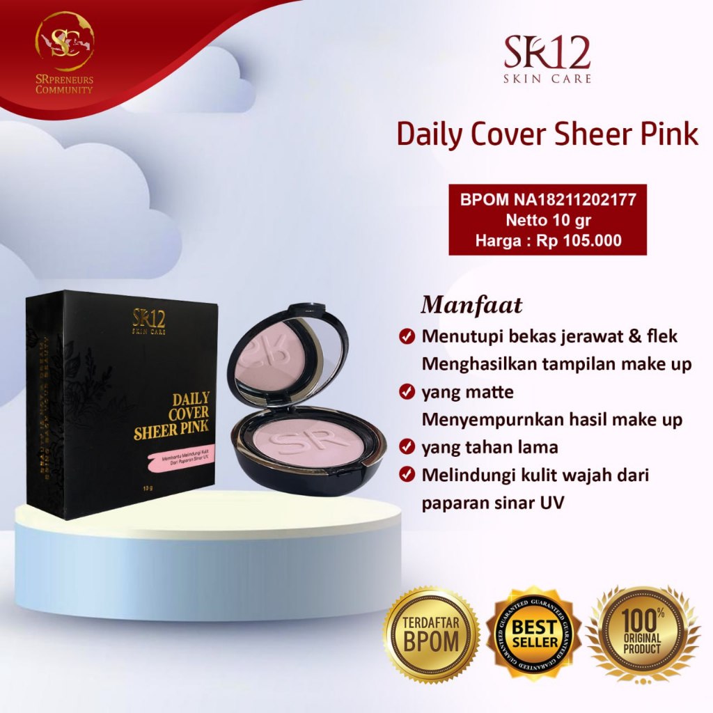 Jual Daily Cover Natural SR12 Bedak Padat SPF25 Tahan Lama Tidak Luntur Exclusive Compact Powder ...