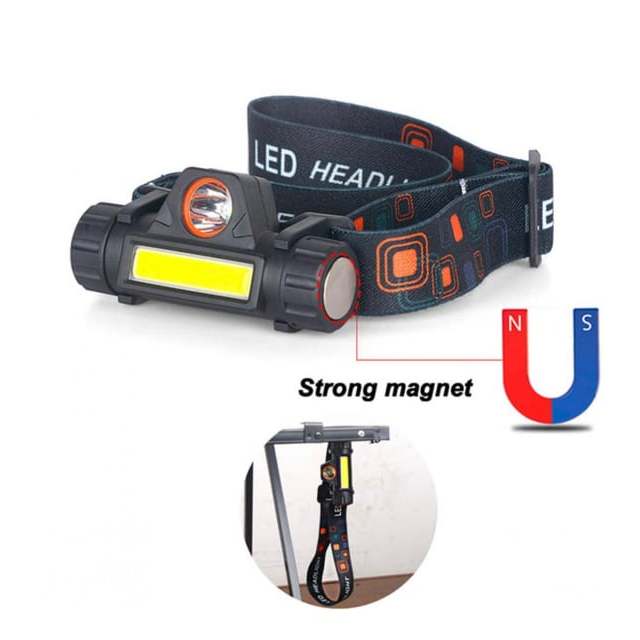 Jual Senter Kepala Mini Head Lamp Led COB Rechargeable Plus Magnet ...