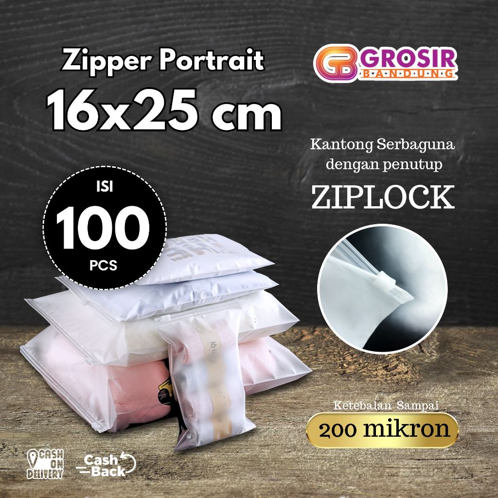 Jual [ISI 100] Zipper Bag Portrait Ukuran 16x25 cm Transparan Doff ...