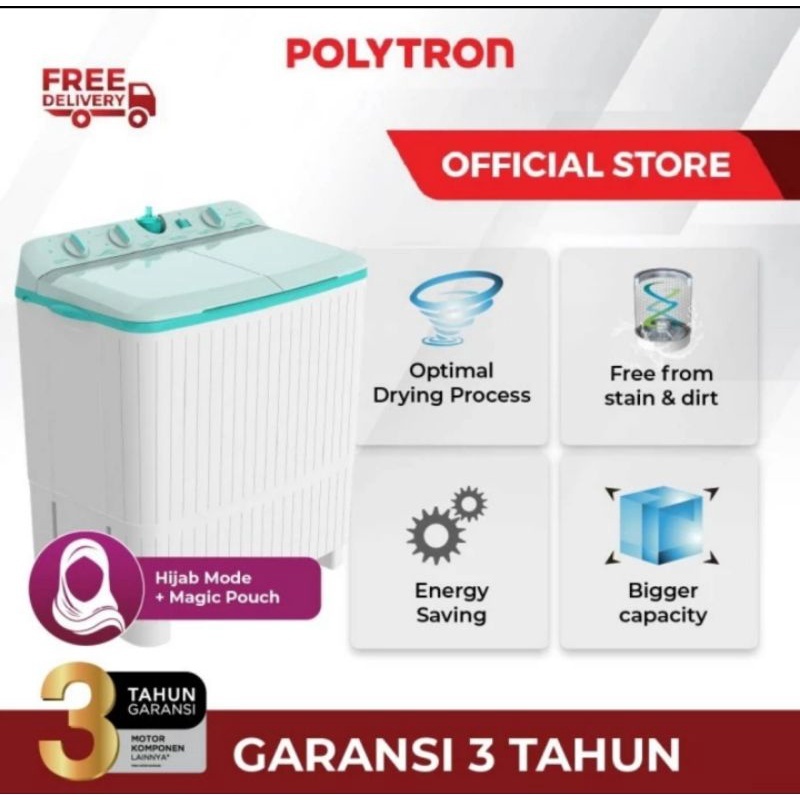 Jual MESIN CUCI POLYTRON PWM 7076 / POLYTRON MESIN CUCI 2 TABUNG TWIN ...