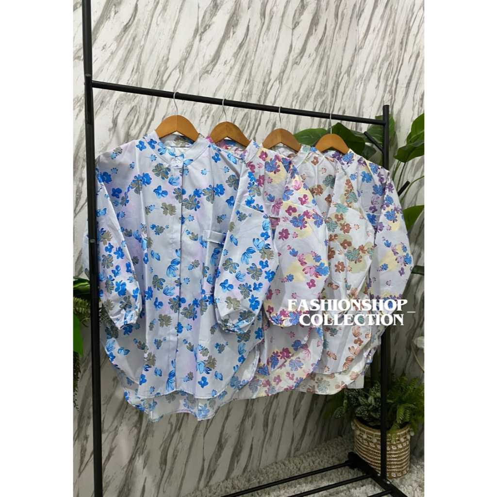 Jual Kemeja Sylvia Motif Bunga | Kemeja Wanita Bunga | Shopee Indonesia