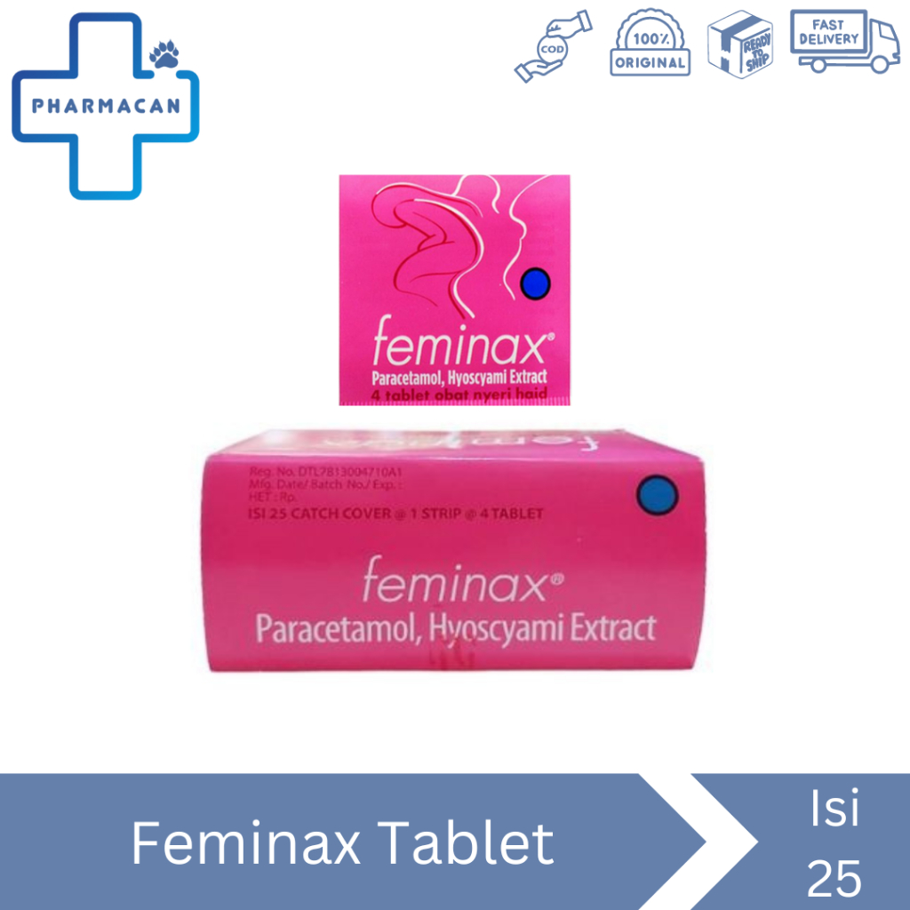 Jual Feminax Strip 4 Tablet | 1 Box isi 25 Strip | Obat Analgesik ...