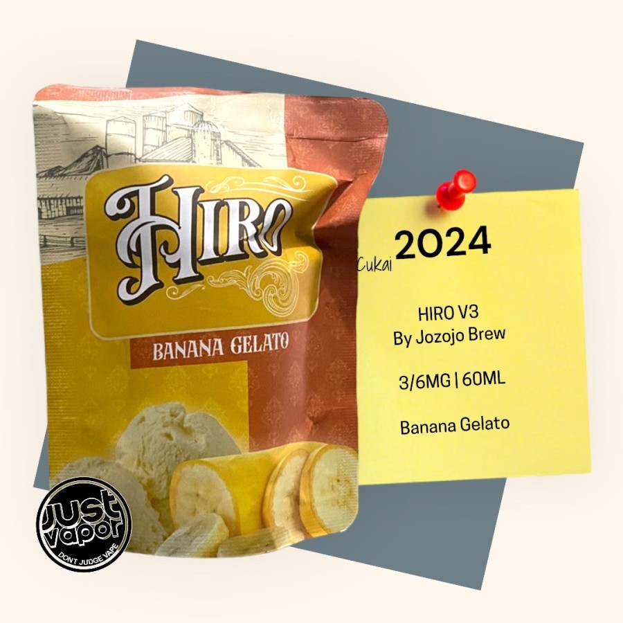 Jual HIRO V3 BANANA GELATO 60ML 3MG 6MG BY JOZOJO BREW FREEBASE ...