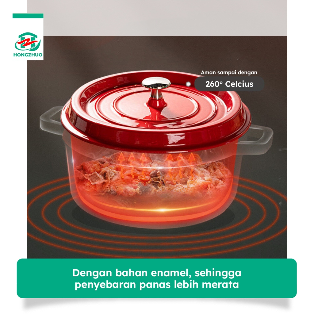 Jual Hongzhuo Enamel Cast Iron Panci 24CM Enamel Besi Cor Panas Merata ...