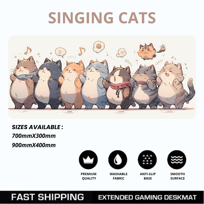 Jual Nekomech Deskmat Deskpad Mouse Pad Cat Singing Together XL Large | Shopee Indonesia