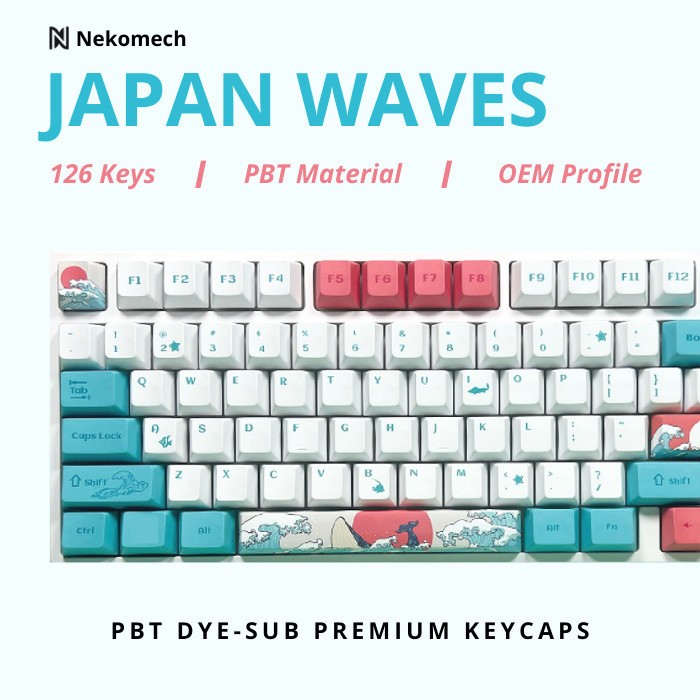 Jual Nekomech Japanese Keycaps Japanese Sea Waves - PBT Dyesub OEM ...
