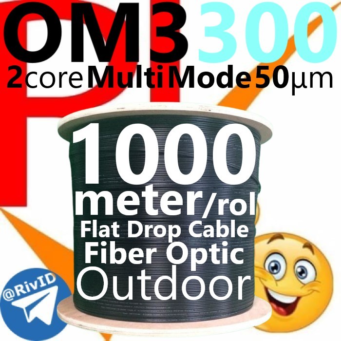 Jual Flat Drop Cable 2 core FO DW Multimode 50μm OM3-300 1000m Fiber ...