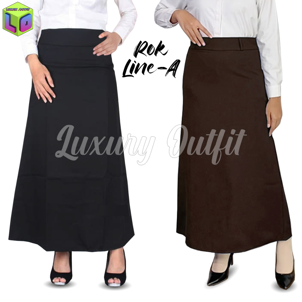 Jual Rok Wanita Model Line A Sepan Panjang Formal Bawahan Span Hitam ...