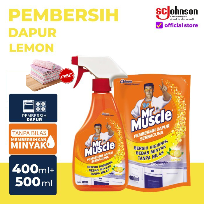 Jual Mr Muscle Kitchen Lemon Pump 500mL + Pouch 400mL - Paket Mr Muscle ...