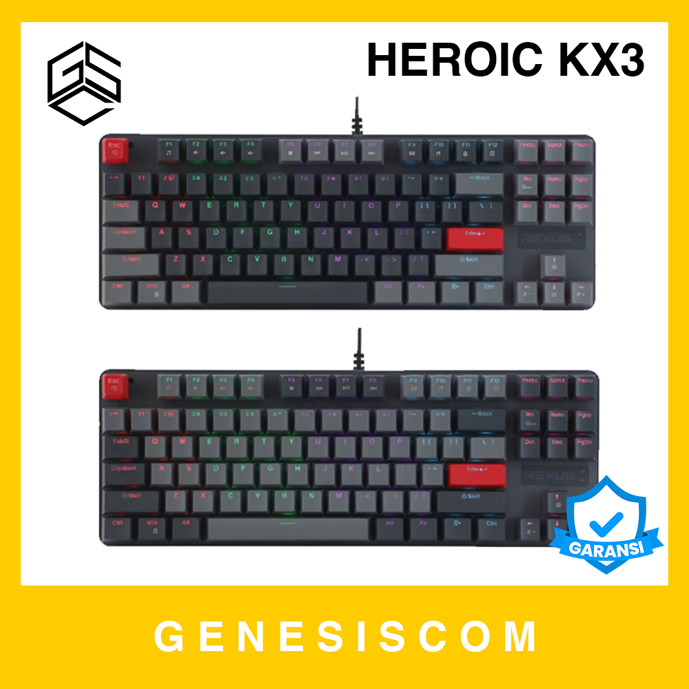 Jual Keyboard Gaming REXUS HEROIC KX3/KX 3 - Mechanical Mekanikal RGB 68 Keys Removeable Switch ...