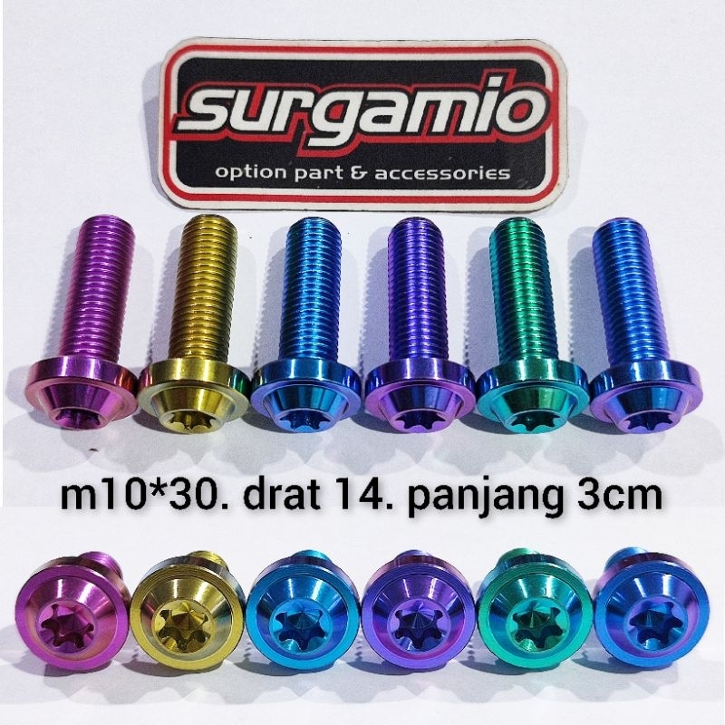 Jual Baut titanium 10x30 big baut titan drat 14 panjang 3 cm Grade 5 Vietnam | Shopee Indonesia