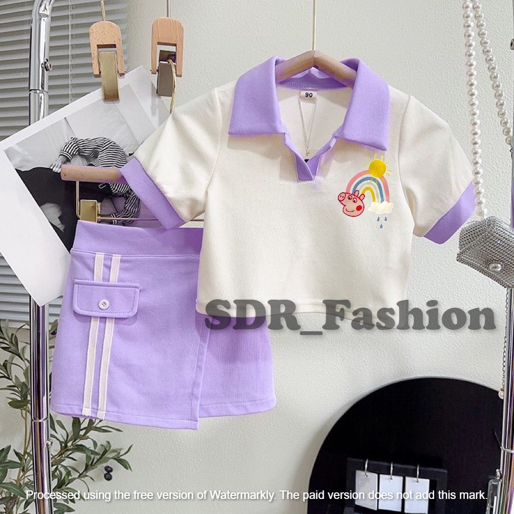 Jual Setelan rok lucu anak perempuan terbaru motif pelangi usia 1 ...