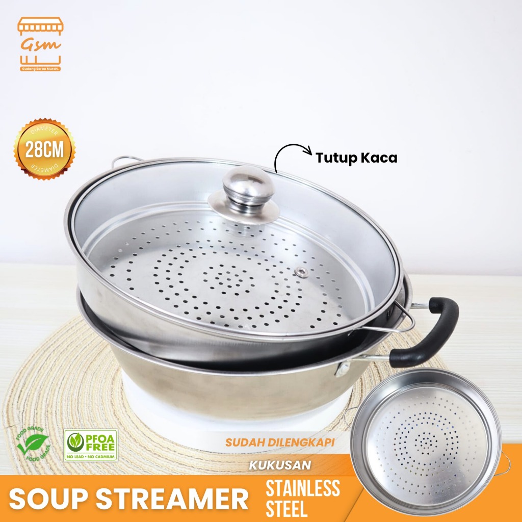 Jual GSM Panci Kukus Streamer 2 tingkat Susun Stainless Steel Tutup ...