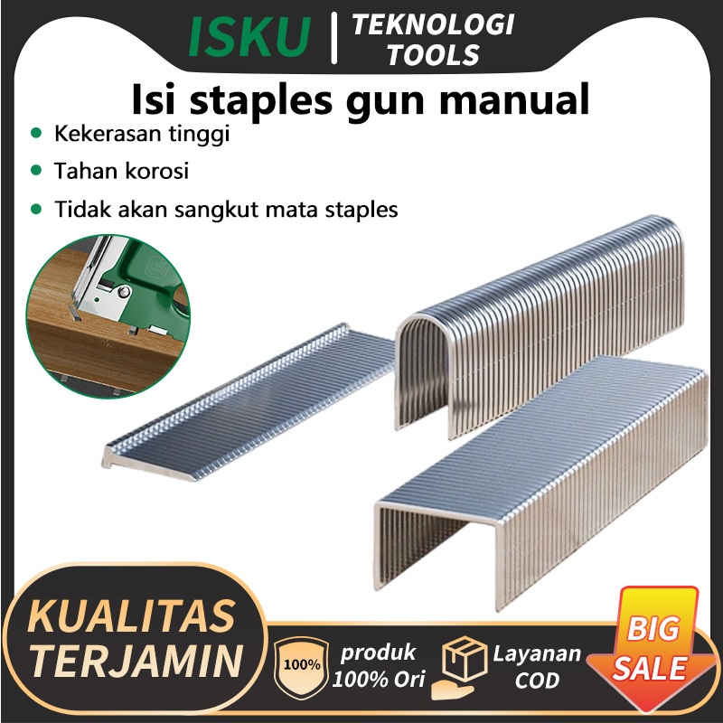 Jual ISKU Staples Gun Manual/Isi Ulang Refill Staples 1000pcs 1.2*10mm ...