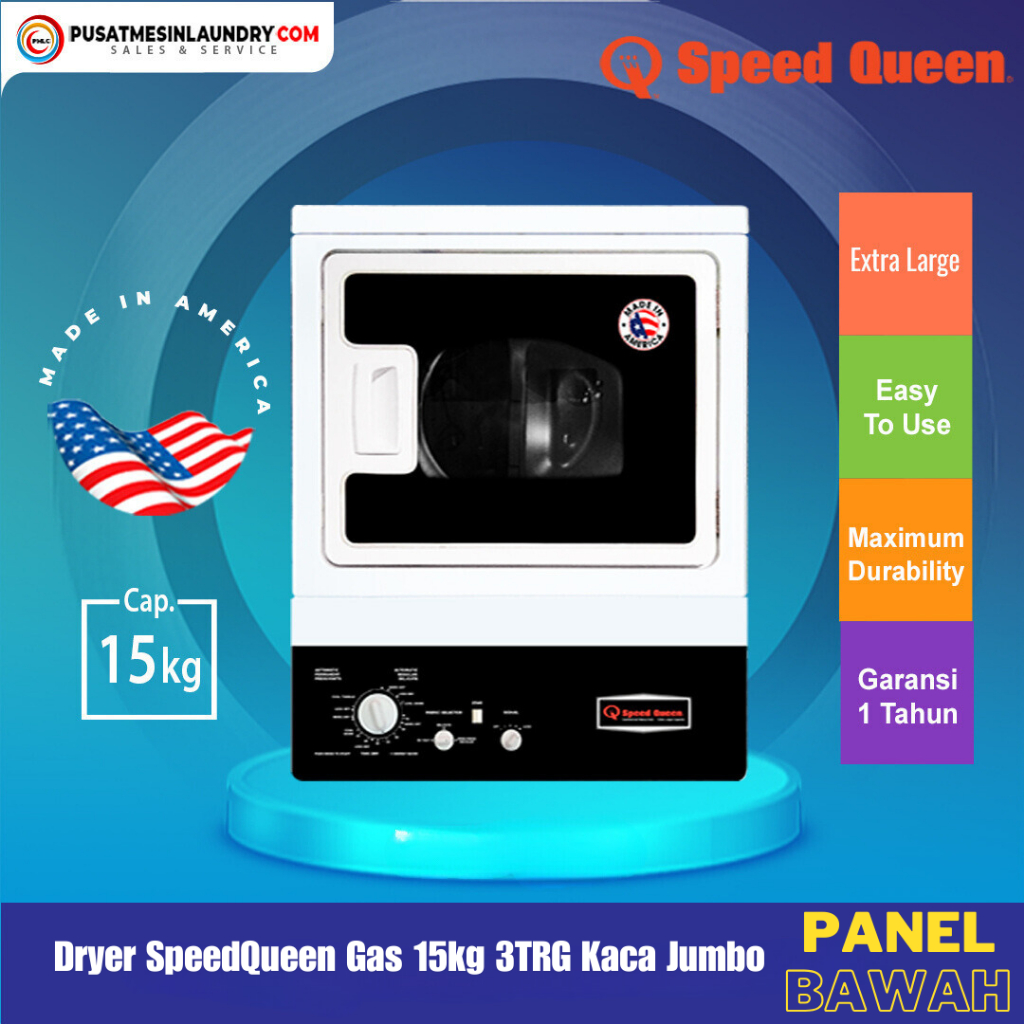 Jual Speed Queen Mesin Pengering Gas 15kg Kaca Besar Turun Panel 3TRG ...