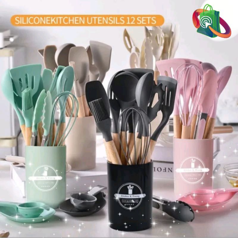 Jual SPATULA SET 12PCS, SET PERALATAN MASAK SILIKON OR-201 PAKET ALAT ...