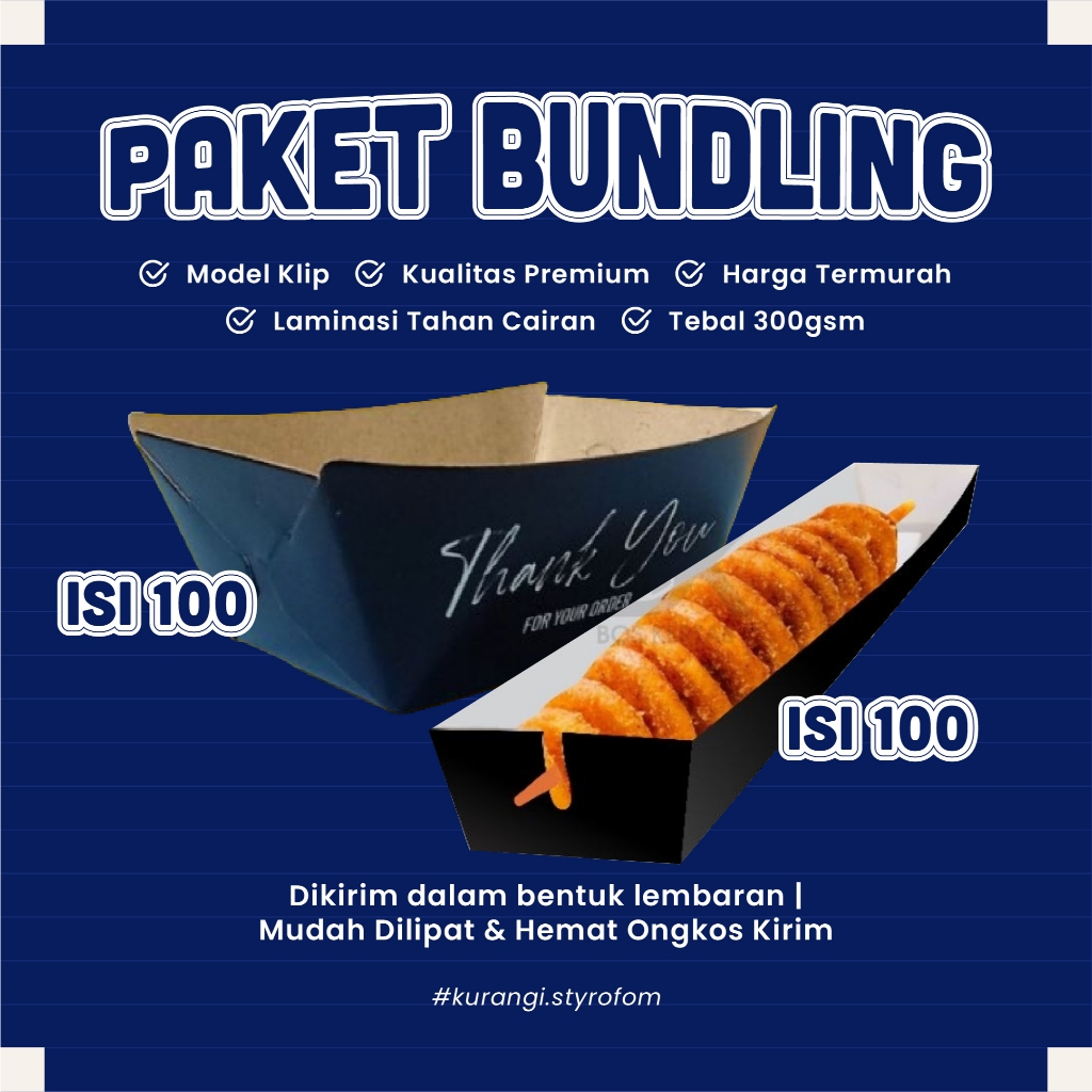 Jual BUNDLING 100+100 Paper Tray Wadah Kertas Packing Makanan Sudah ...