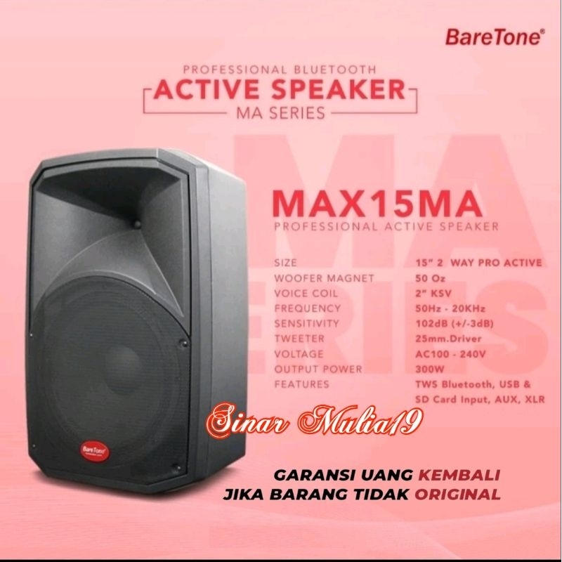 Jual BareTone MAX15MA Original Speaker Aktif 15 Inch Bluetooth Harga 1 Unit | Shopee Indonesia