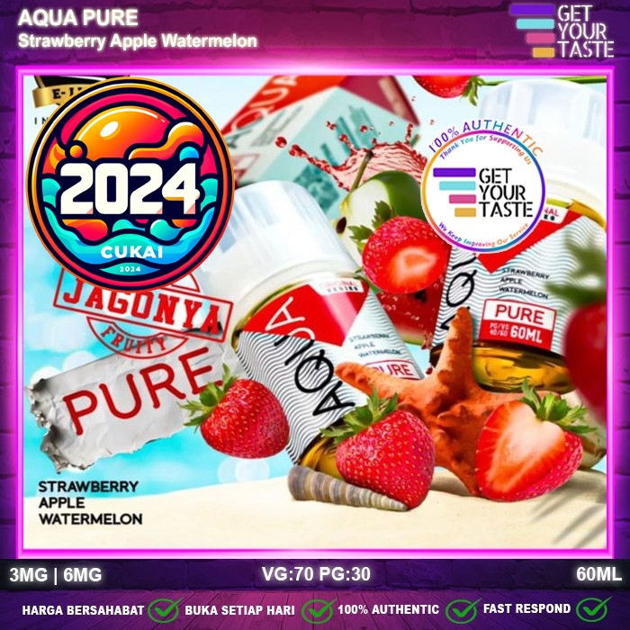 Jual Liquid Aqua Pure Strawberry Apple Watermelon 60ML by Max Brew x ...