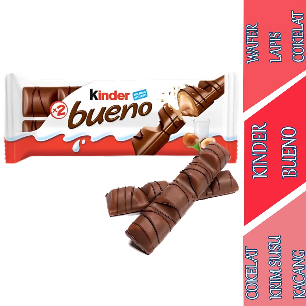 Jual Cokelat Krim Susu & Kacang Hazel - Kinder Bueno - Wafer Lapis ...