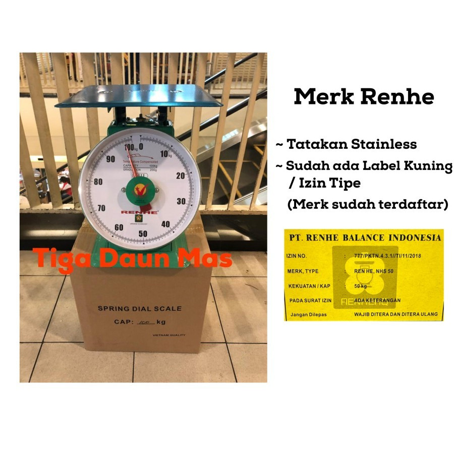 Jual Timbangan Duduk Jarum Renhe 100 Kg / Timbangan Manual Renhe Kualitas Vietnam 100 Kg ...