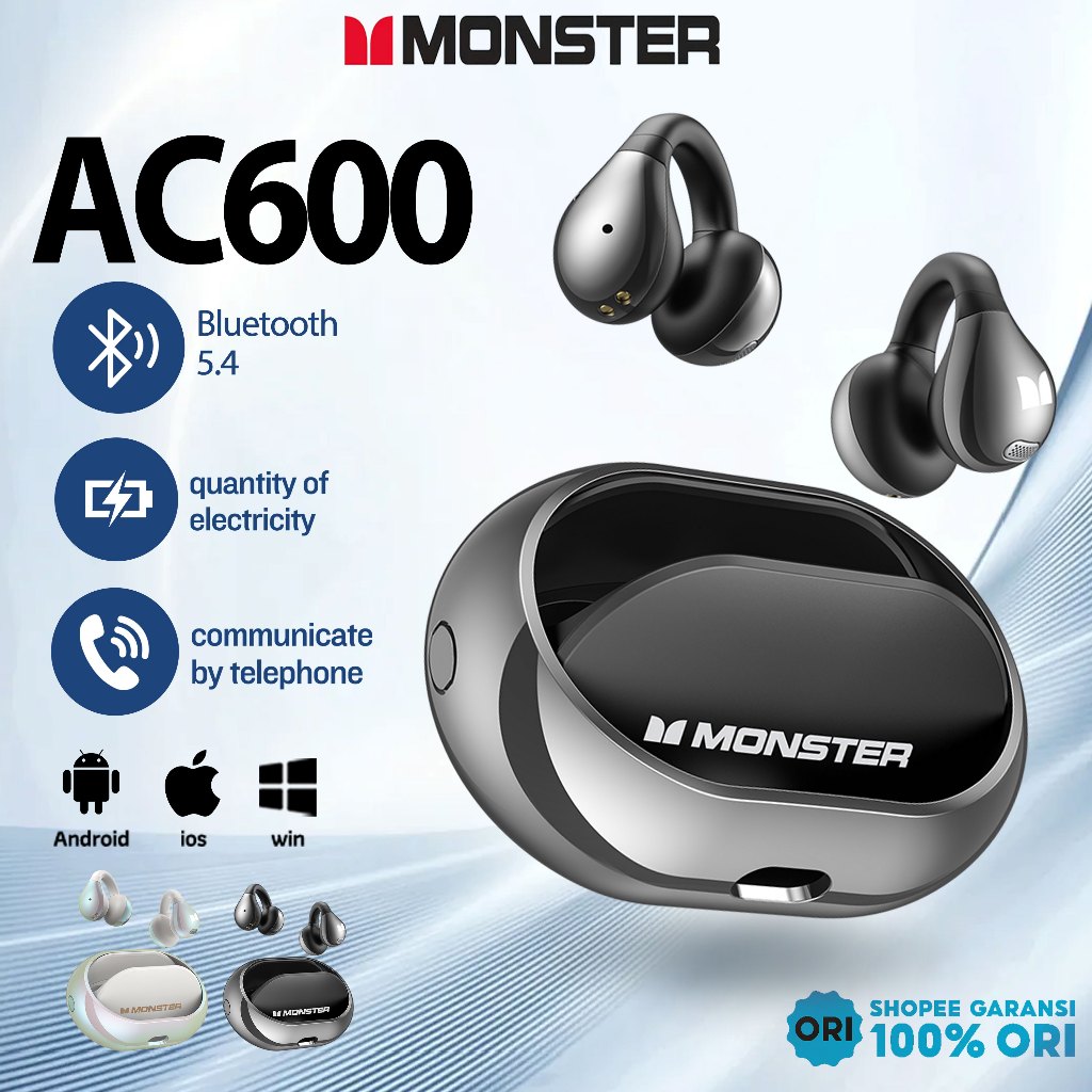 Jual Monster AC600 Headset Bluetooth Sport OWS Bone Conduction Earphone ...