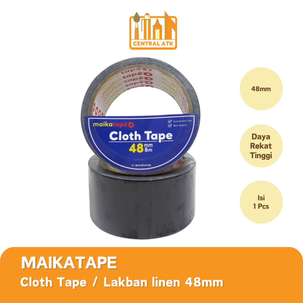 Jual LAKBAN LINEN / CLOTH TAPE HITAM MAIKATAPE 48MM | Shopee Indonesia