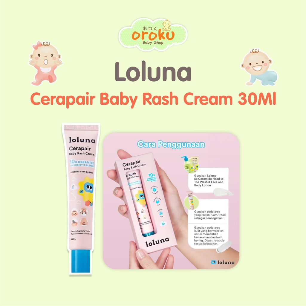 Jual LOLUNA CERAPAIR BABY RASH CREAM 30ML / KRIM ANTI RUAM, IRITASI DAN ...