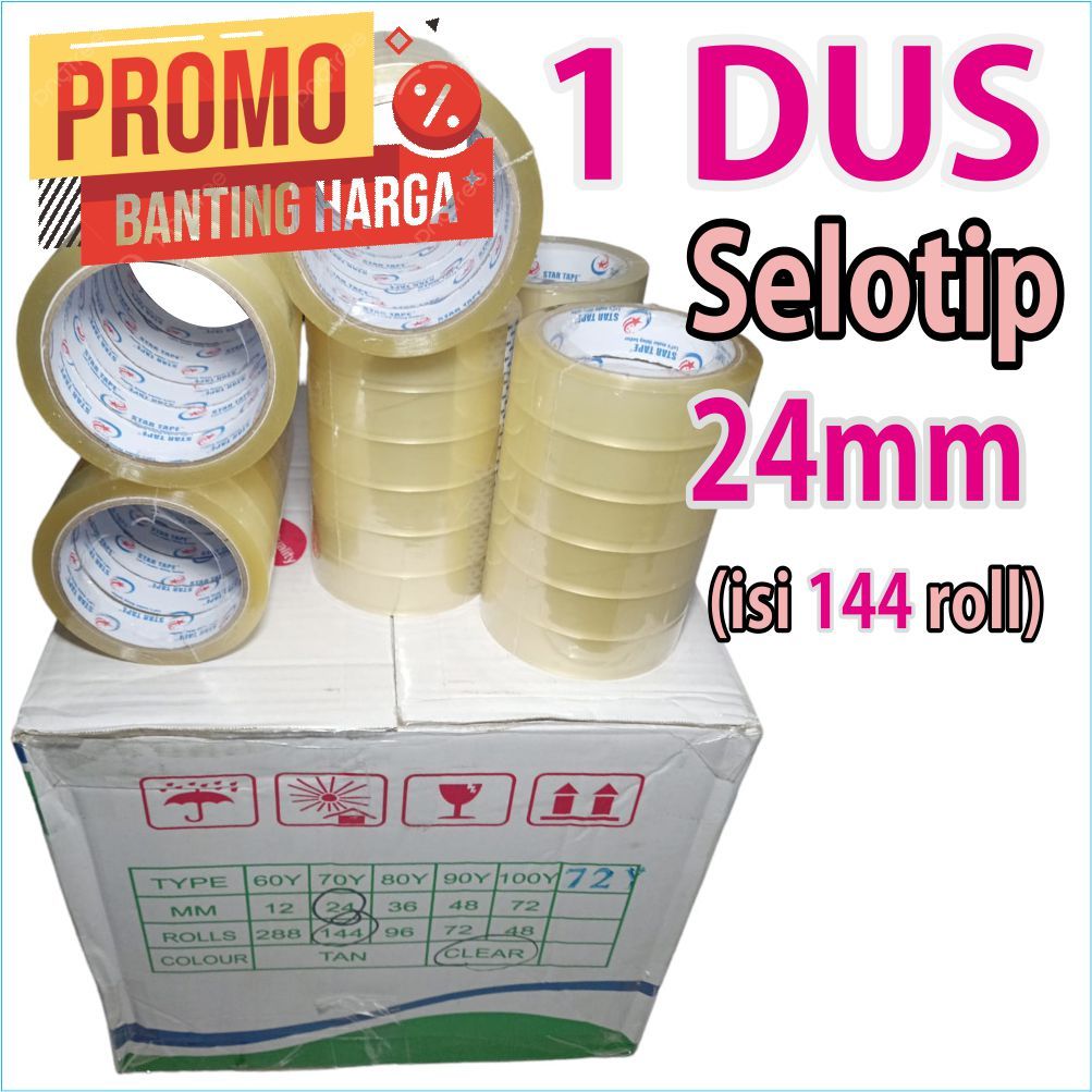 Jual LAKBAN BENING / SOLATIP / SELOTIP / isolasi bening UKURAN 24MM X ...