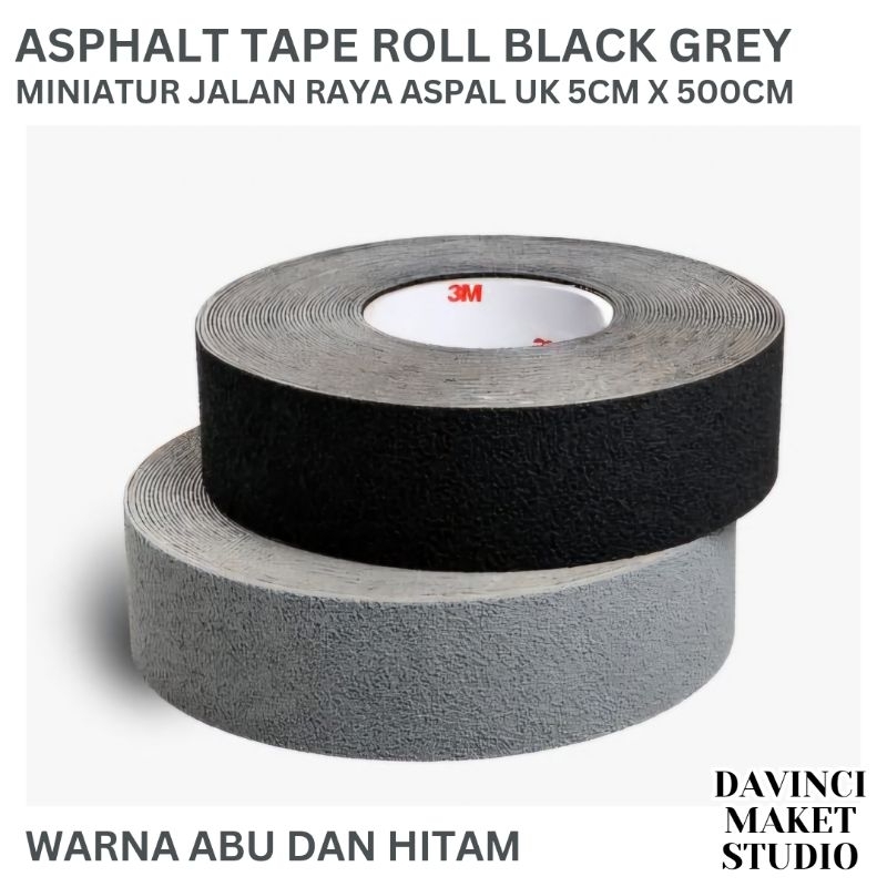 Jual Lakban Kecil Aspal Sticker Hitam Abu 5cm x 500cm Tekstur Kasar ...