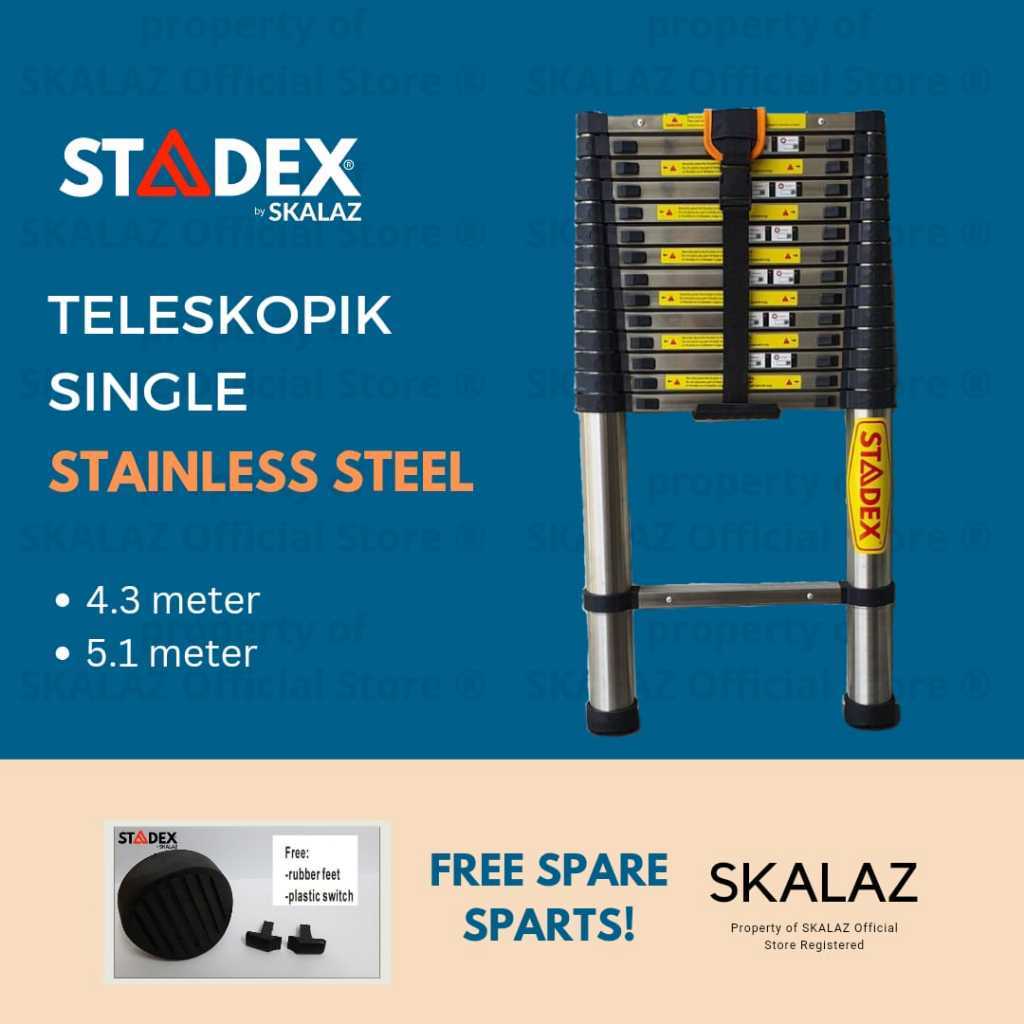Jual Tangga Teleskopik 5.1 Meter Single Stadex Stainless Steel tanpa sambungan | Shopee Indonesia